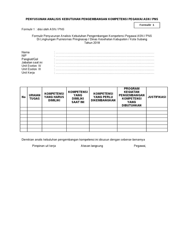 Analisis Kebutuhan Pengembangan Kompetensi Pegawai Asn | PDF