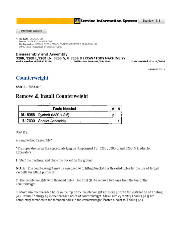 Remove & Install Counterweight | PDF | Screw | Equipment
