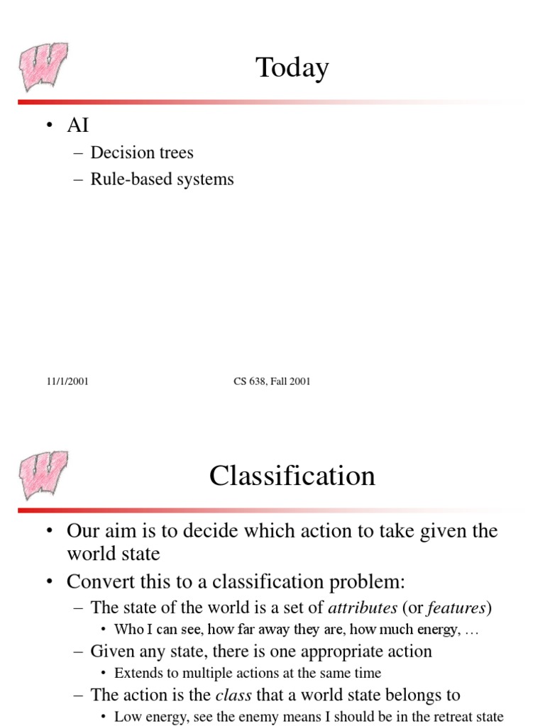 Today: - Decision Trees - Rule-Based Systems | PDF | Statistical Classification | Artificial ...