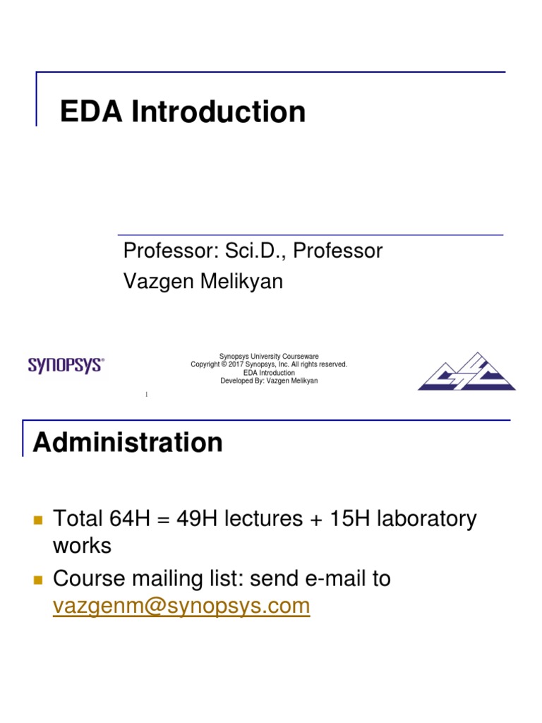 EDA Introduction: Professor: Sci.D., Professor Vazgen Melikyan | PDF ...