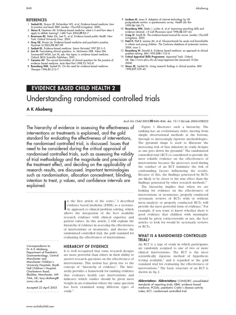 Understanding Randomised Controlled Trials | PDF | Randomized ...
