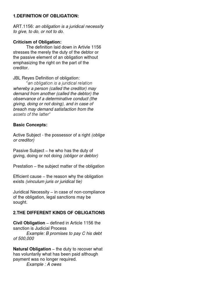 1.definition of Obligation | PDF | Jurisprudence | Government Information