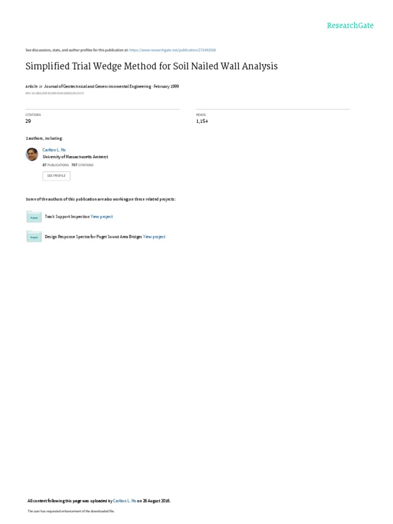 Simplified Trial Wedge Method For Soil Nailed Wall Analysis | PDF | Geotechnical Engineering ...