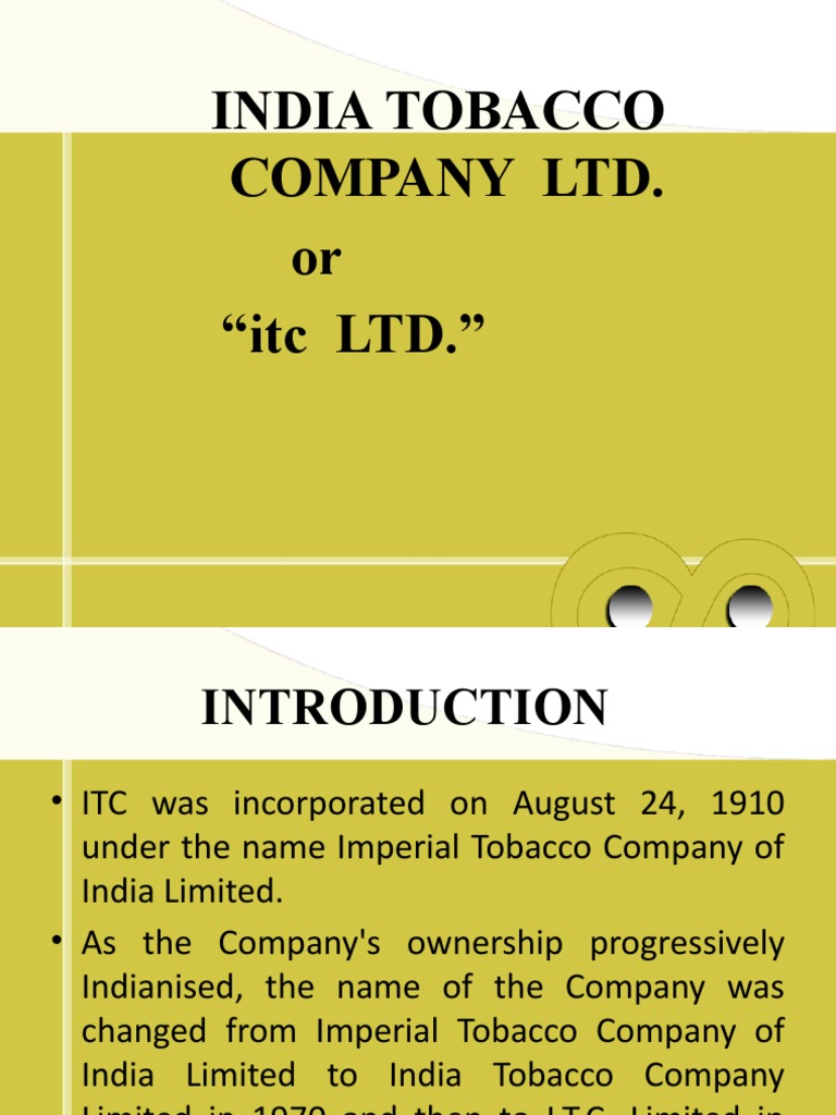 India Tobacco Company Ltd. or "Itc LTD." | PDF | Economies | Business