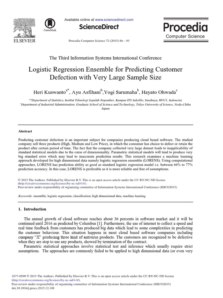 Logistic Regression Ensemble For Predicting Custom | Download Free PDF | Logistic Regression ...