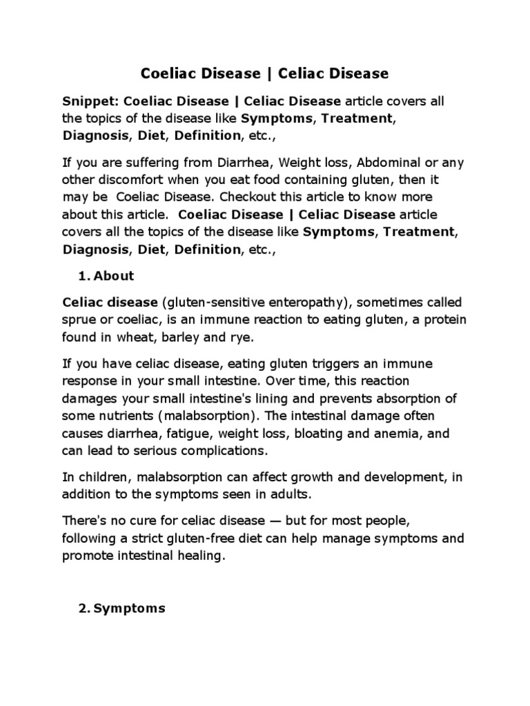 Coeliac Disease - Celiac Disease | PDF | Coeliac Disease | Gluten Free Diet