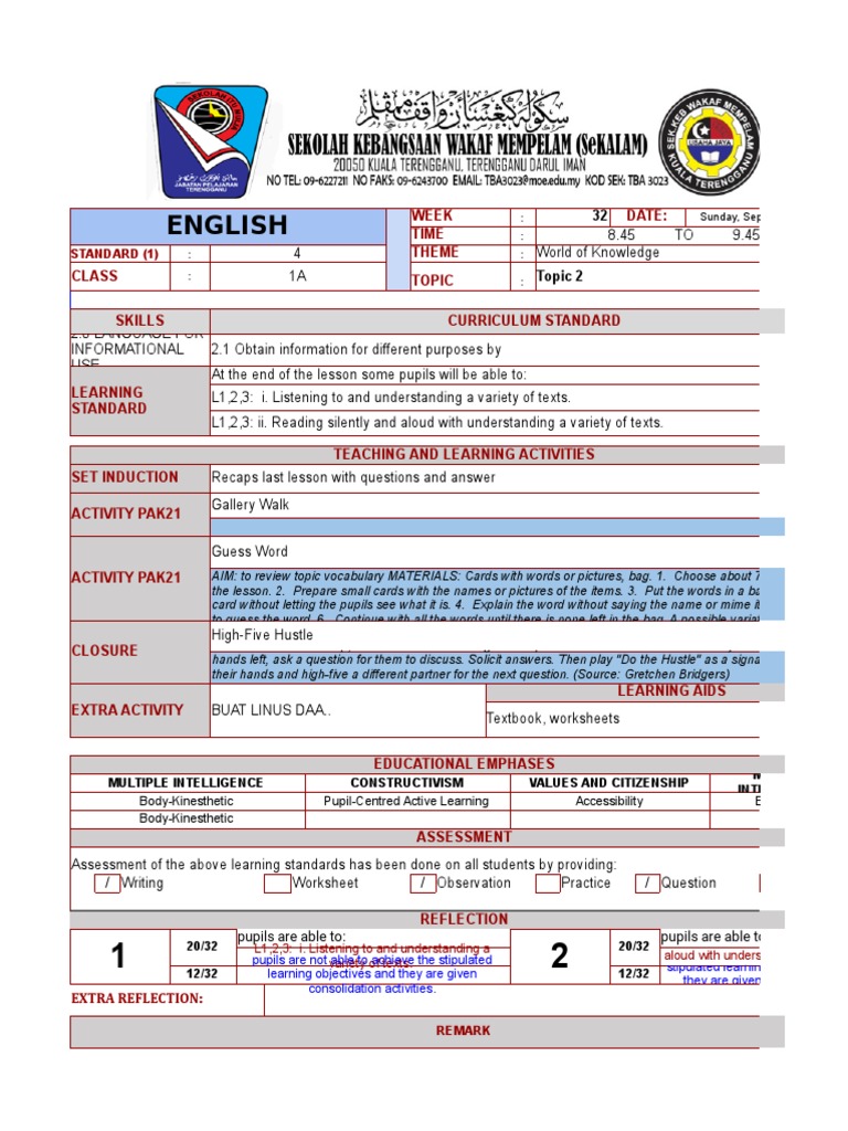 Tapak ERPH KBSM Tingkatan 4 Bahasa Inggeris | PDF | Poetry | Learning