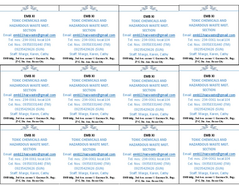 Calling Cards For Printing (Letter) | PDF | Waste | Hazards