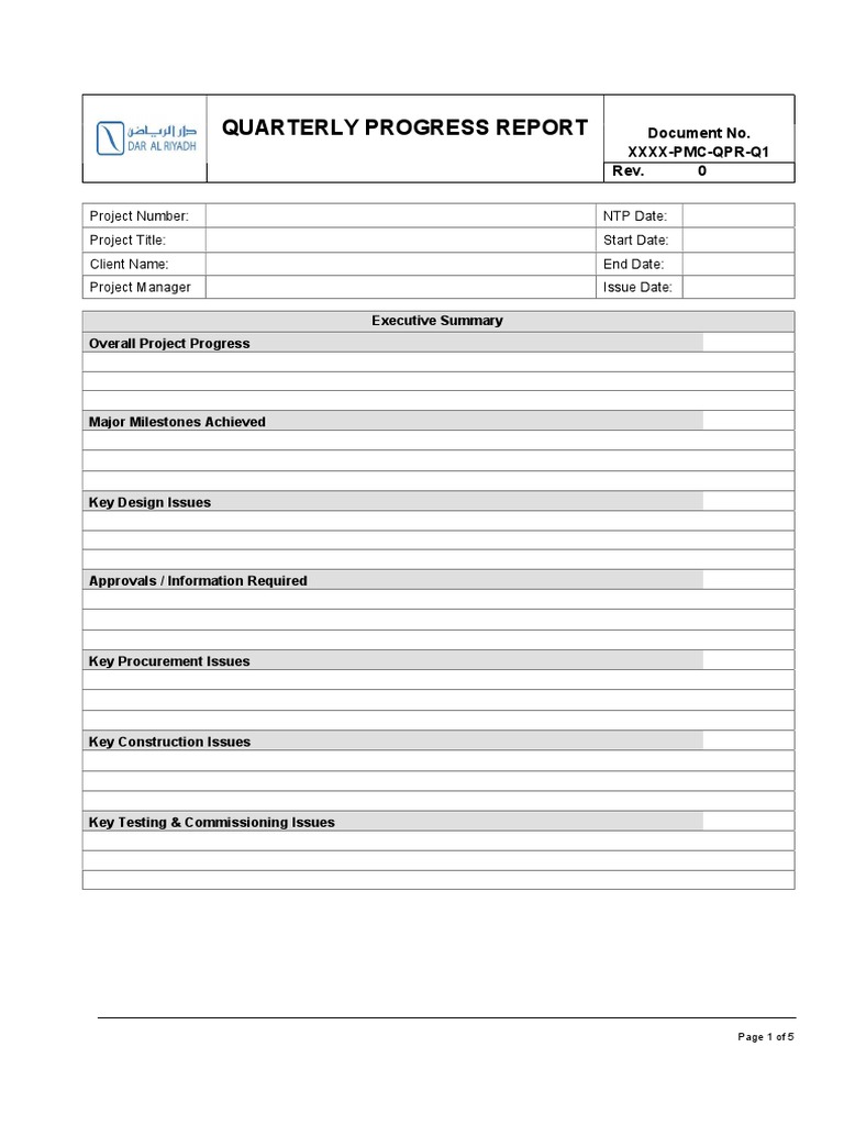 Quarterly Project Progress Report | PDF | Business | Computers