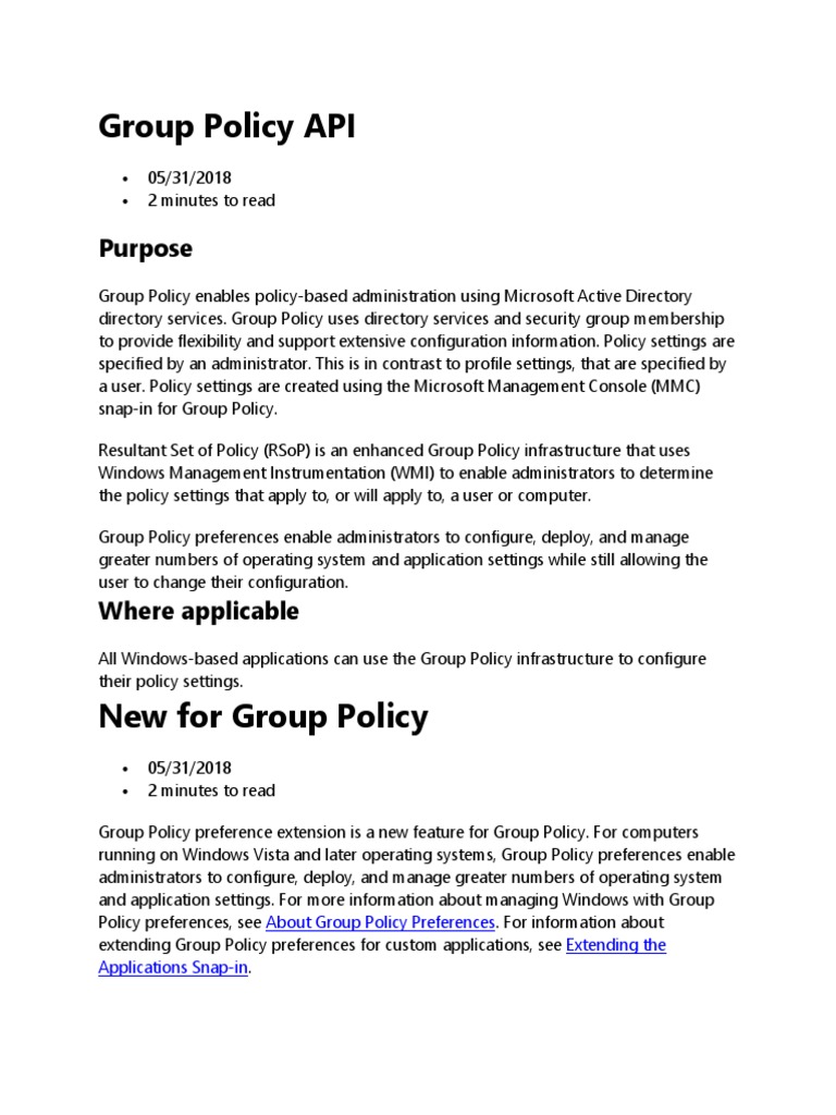 Group Policy API | PDF
