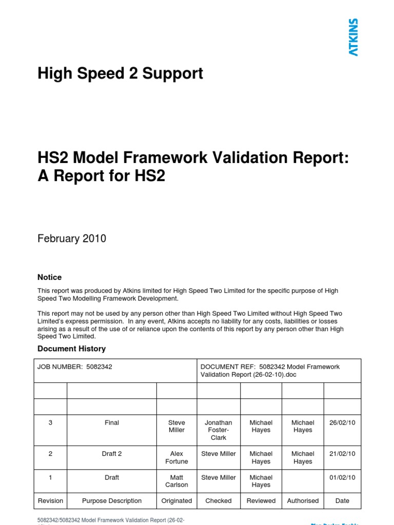 HS2 Model Framework Validation Report: A Report For HS2 | PDF ...