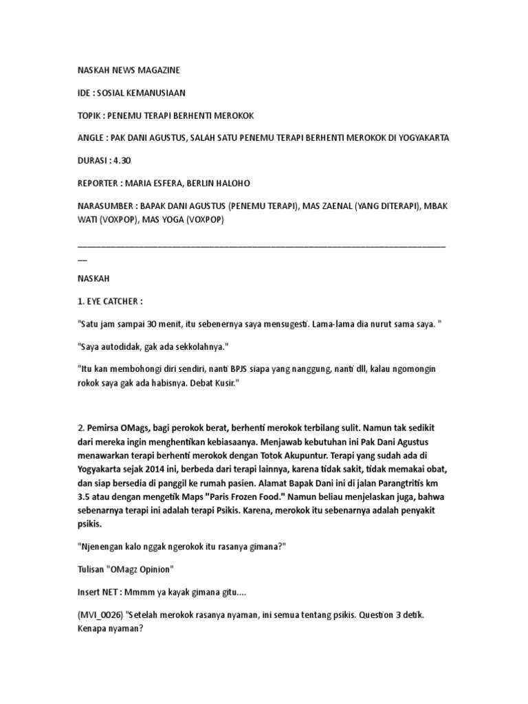 Contoh Naskah Feature Sosial Kemanusiaan | PDF