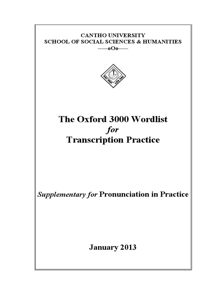 Oxford 3000 Wordlist for Transcription | PDF