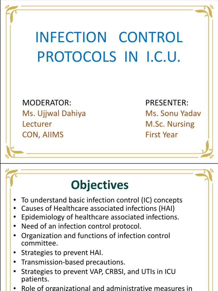 Infection Control Protocols in I.C.U.: Moderator: Presenter | PDF ...
