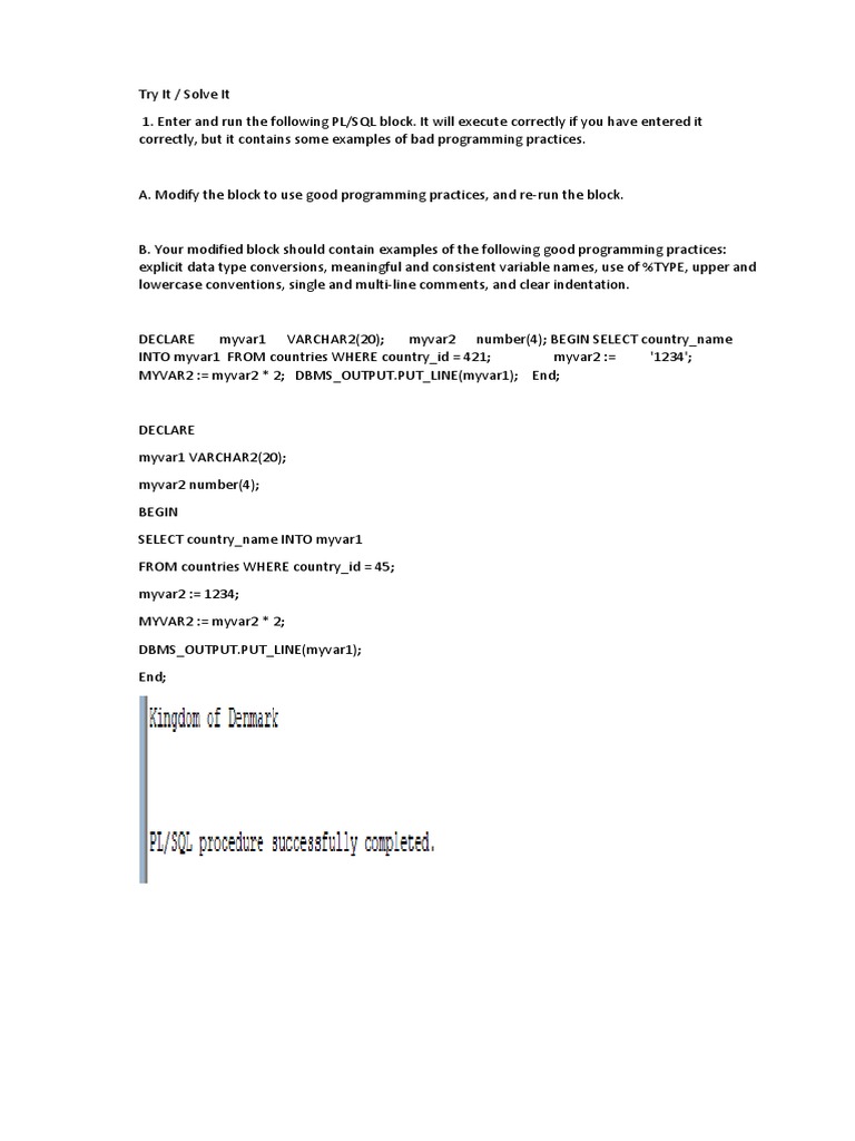 PLSQL 2 7 Practice | PDF | Computer Programming | Software Engineering