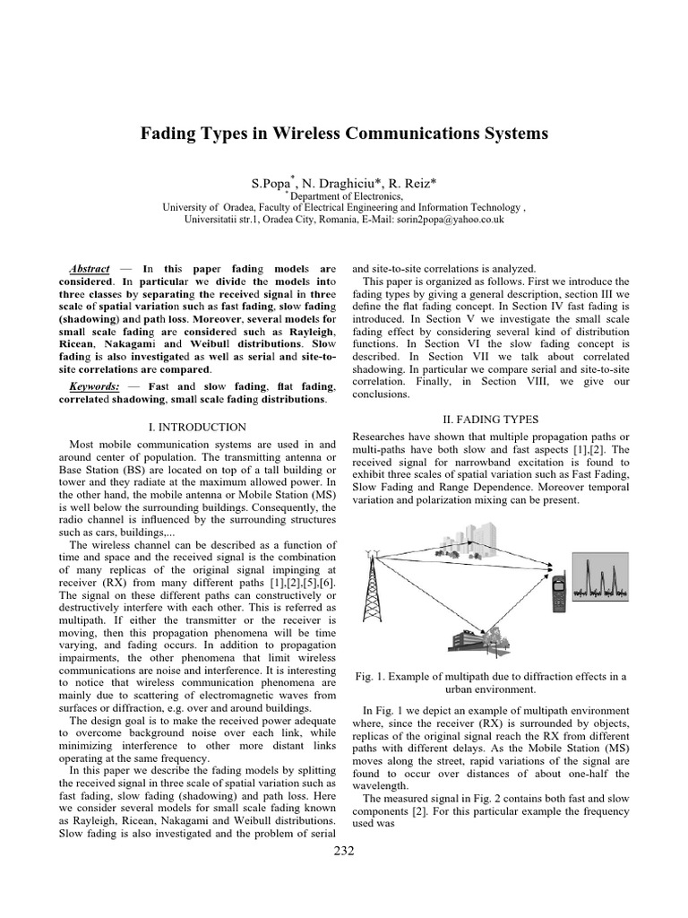 Fading Types in Wireless Communications Systems | PDF | Radio ...