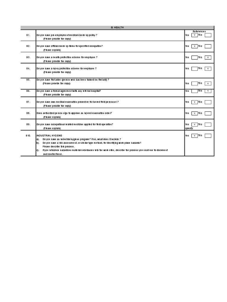 Health Questionnaire | PDF | Occupational Hygiene | Change Management