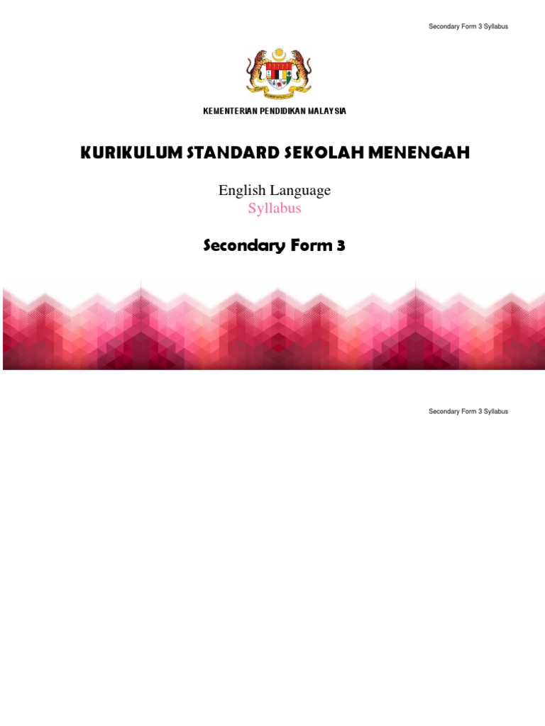 Secondary Syllabus Form 3 | PDF | Curriculum | English Language