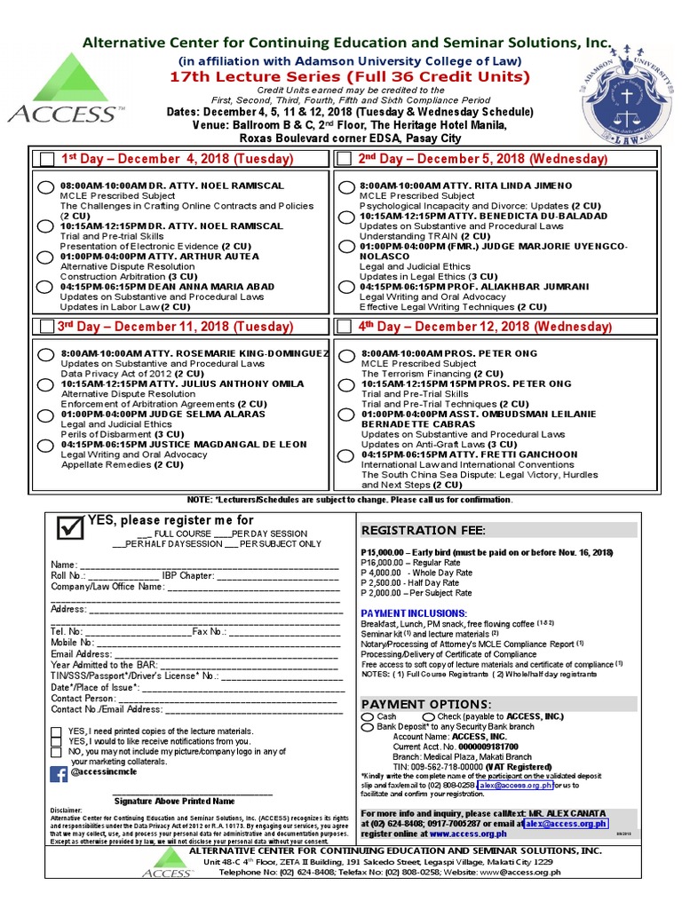 ACCESS MCLE 17th Lecture Series | PDF | Alternative Dispute Resolution ...