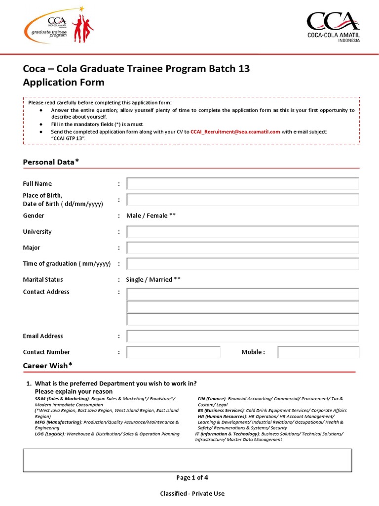 GTP 13 Application Form | PDF | Human Resources | Sales