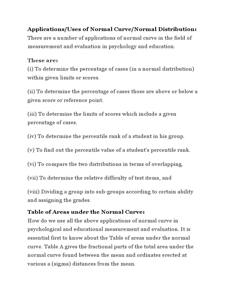 Applications of Normal Distribution | Download Free PDF | Standard ...