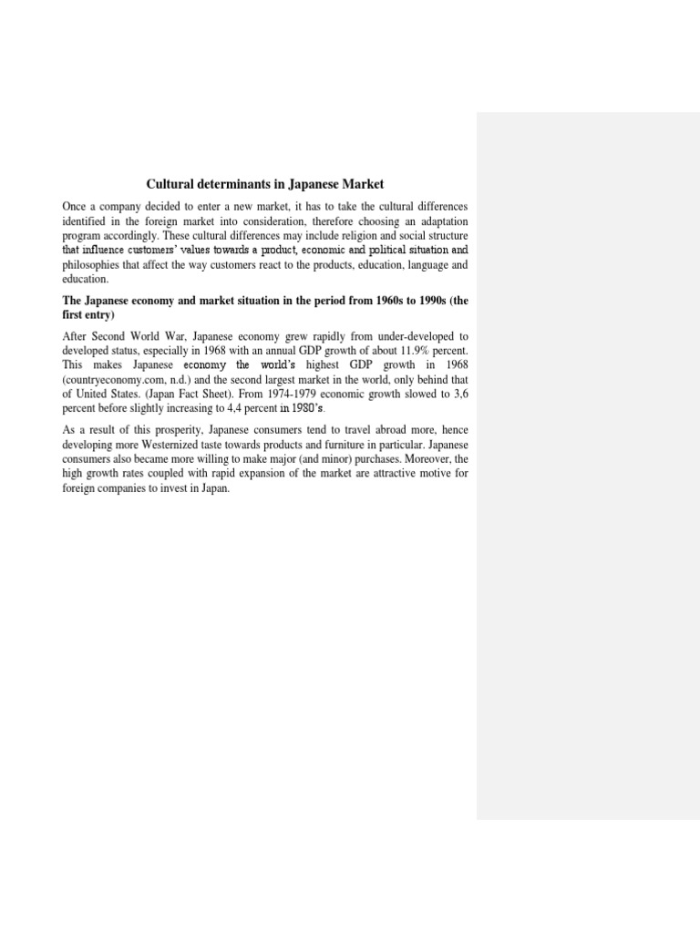 Cultural Insights for Japanese Market Entry | PDF | Japan | Economic Growth