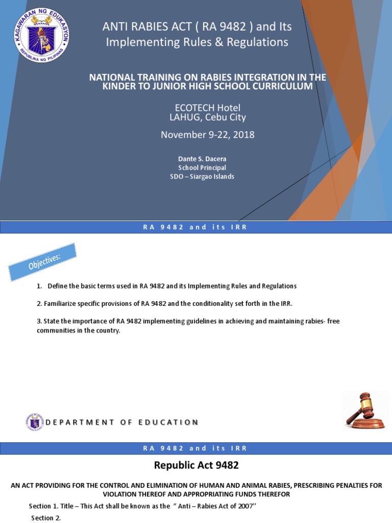 Anti Rabies Act (Ra 9482) and Its Implementing Rules & Regulations | PDF