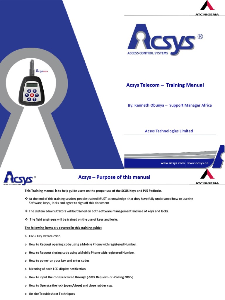 Training Guide - ATC Nigeria | PDF | Lock (Security Device) | Access ...