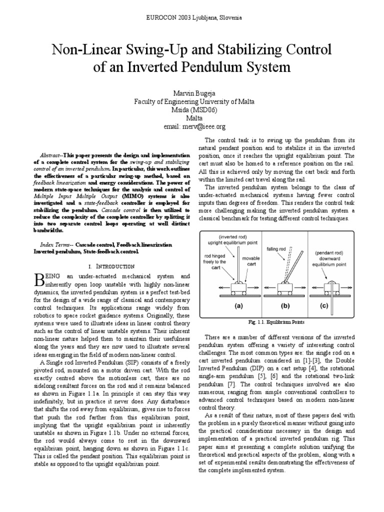 Inverted Pendulum System | PDF | Control Theory | Nonlinear System