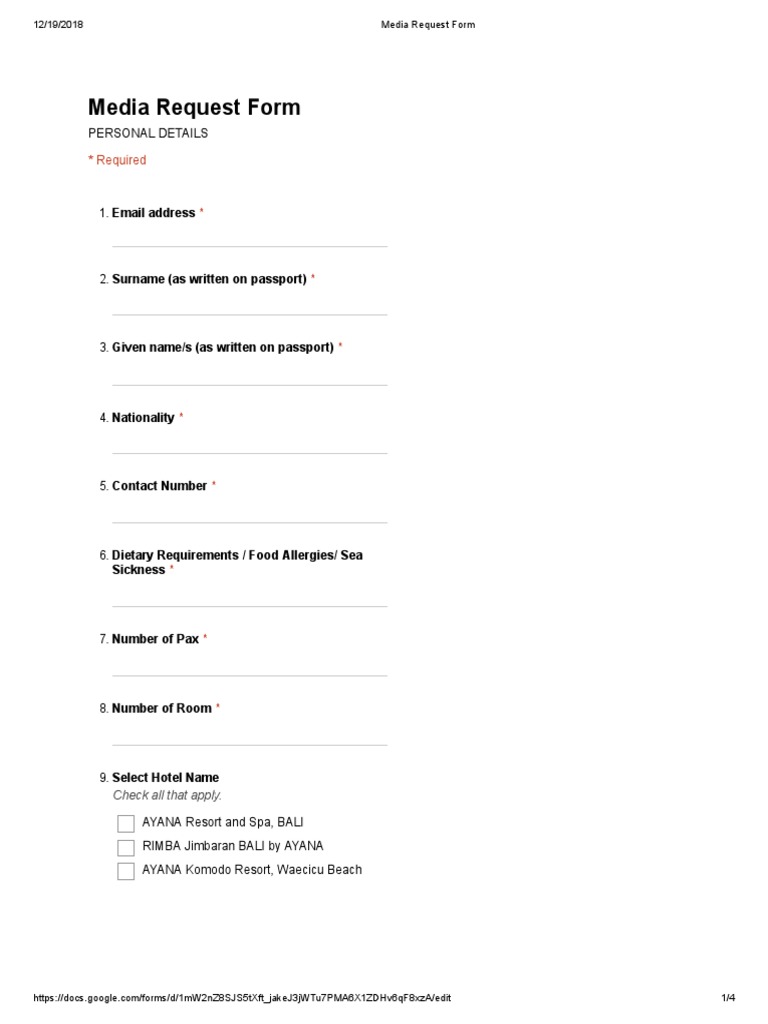 Media Request Form - Google Forms | PDF | Mass Media | Social Media