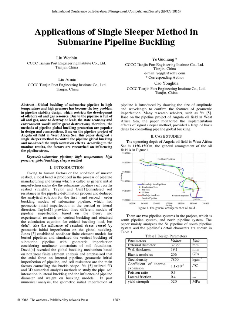 Applications of Single Sleeper Method in Submarine Pipeline Buckling ...