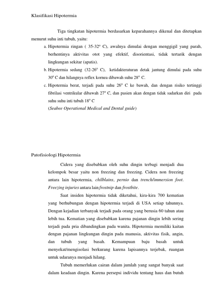 Klasifikasi Hipotermia | PDF
