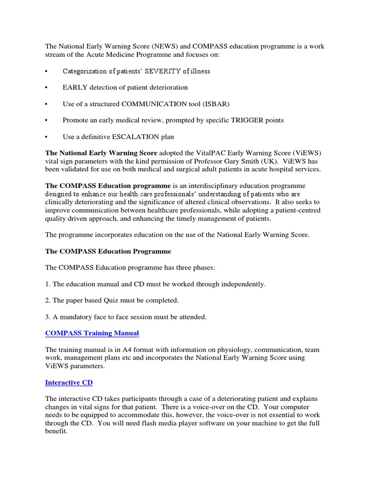 The National Early Warning Score Adopted The Vitalpac Early Warning ...