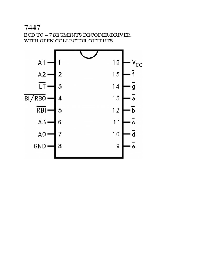 BCD To - 7 Segments Decoder/Driver With Open Collector Outputs | PDF