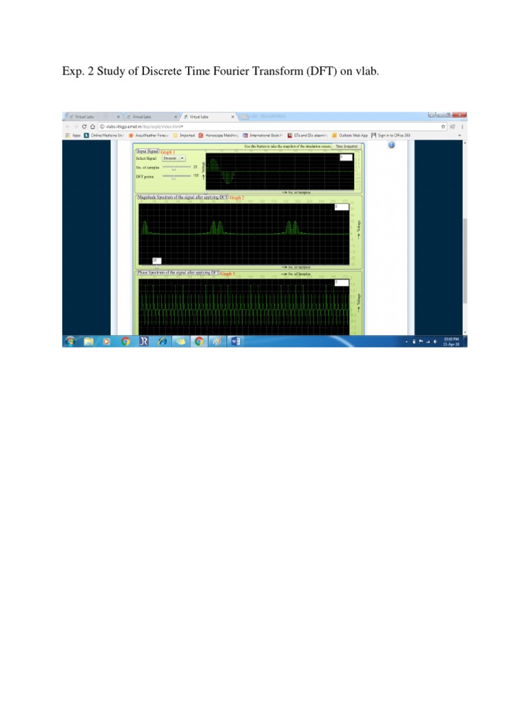 Exp. 2 Study of Discrete Time Fourier Transform (DFT) On Vlab | PDF