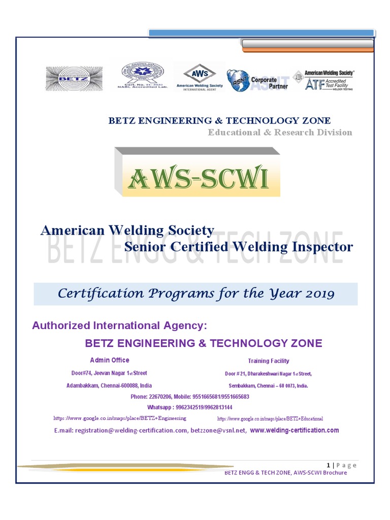 AWS CWI Brochure | PDF | Nondestructive Testing | Engineering