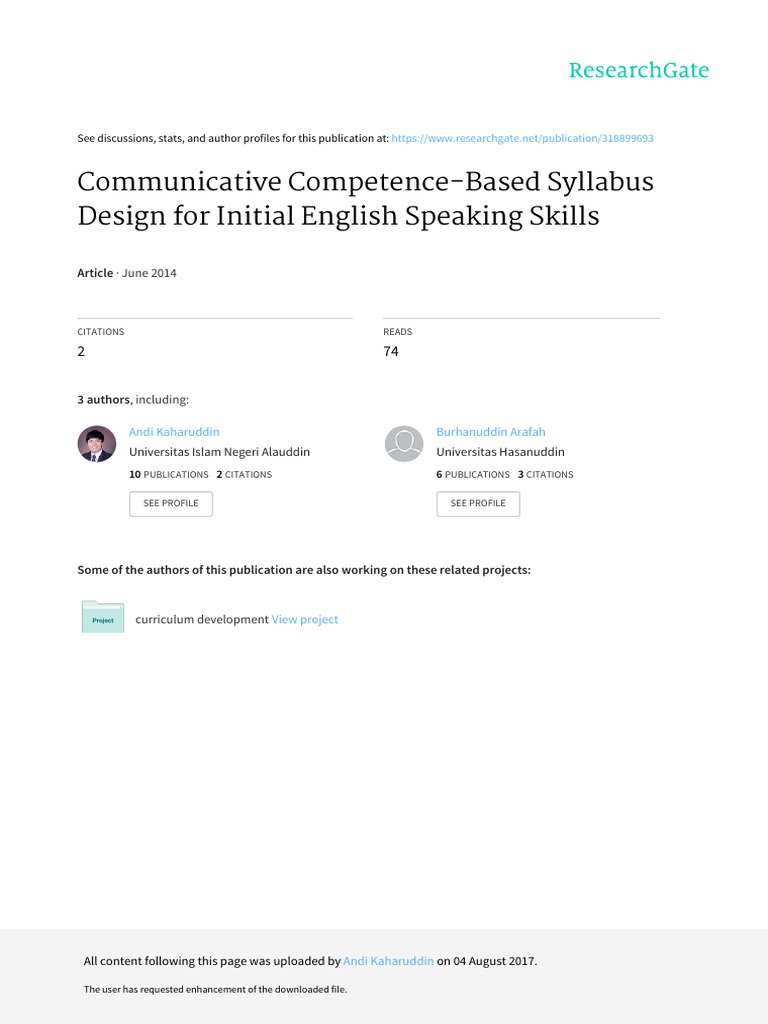 Communicative Competence-Based Syllabus Design For Initial English ...