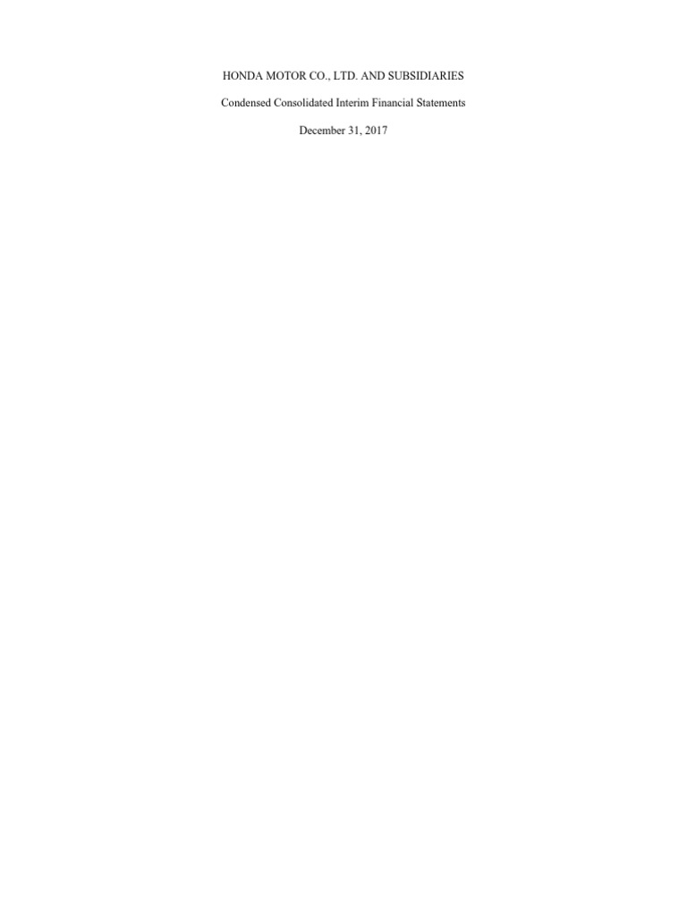 Honda Motor Co., Ltd. and Subsidiaries Condensed Consolidated Interim ...