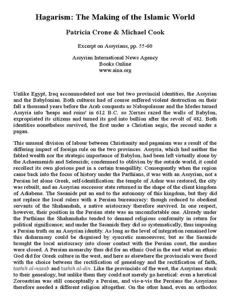 Excerpt On Assyrians, Pp. 55-60 - Hagarism - The Making of The Islamic ...