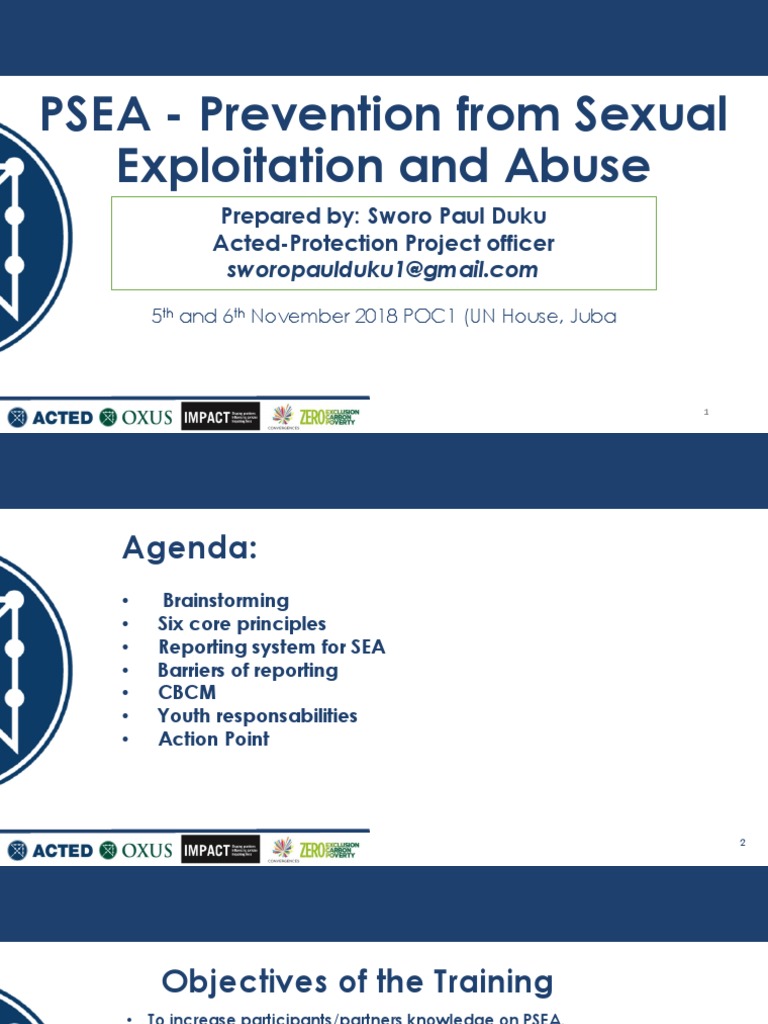 PSEA Training Overview and Principles | PDF | Exploitation Of Labour ...