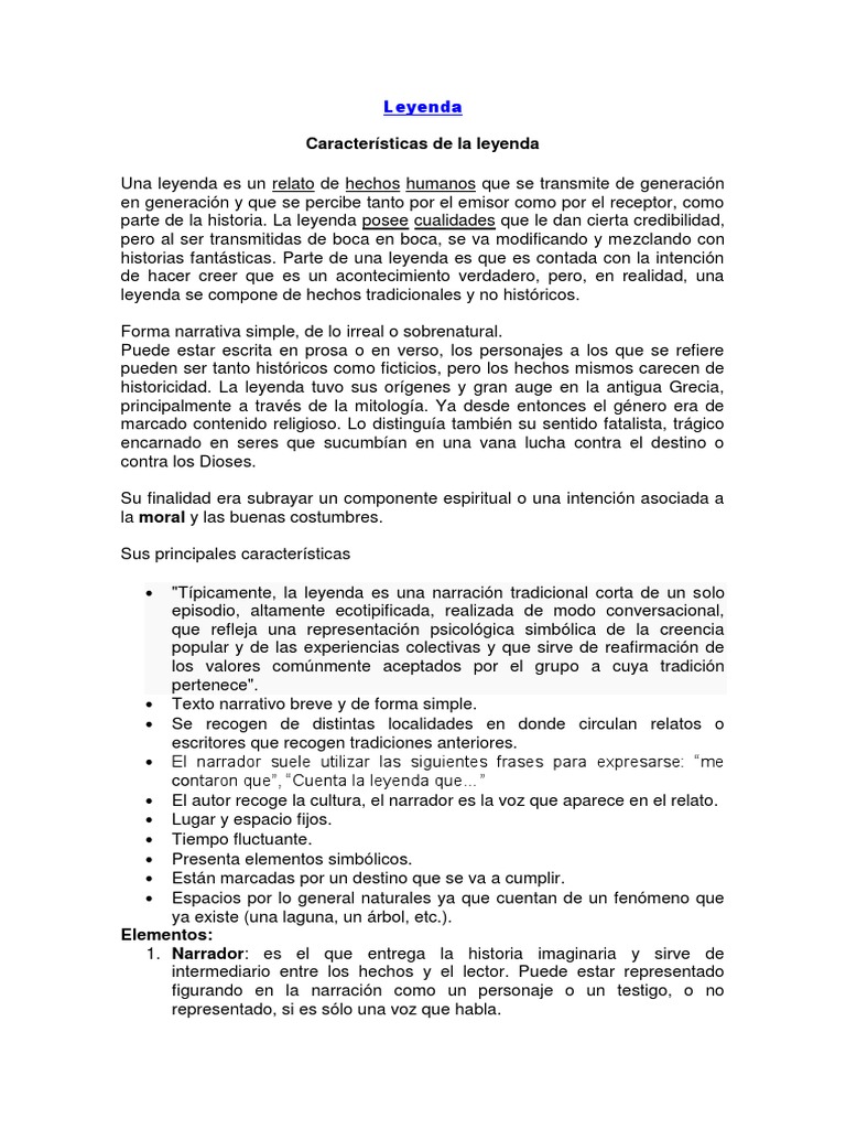 Leyenda | PDF | Leyendas | Narración