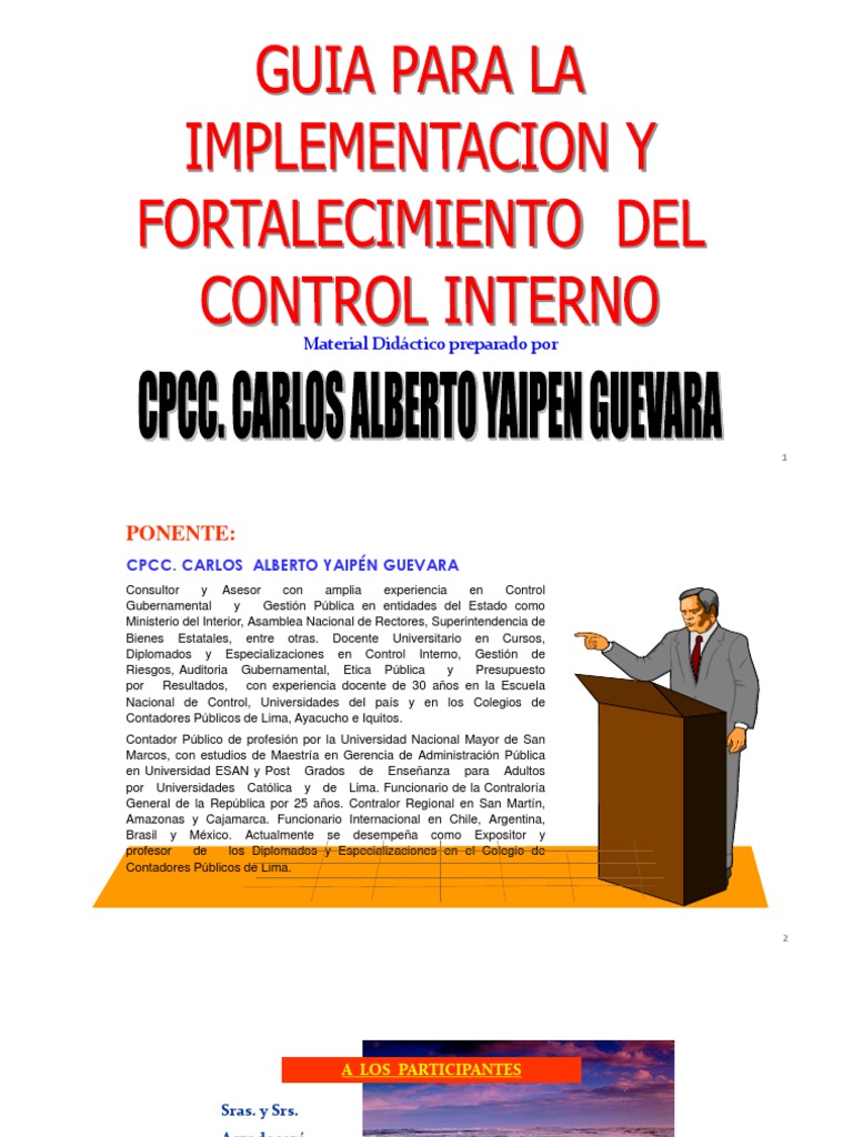 Diapositivas de Guias para Implementación de Control Interno | PDF | Planificación | Riesgo