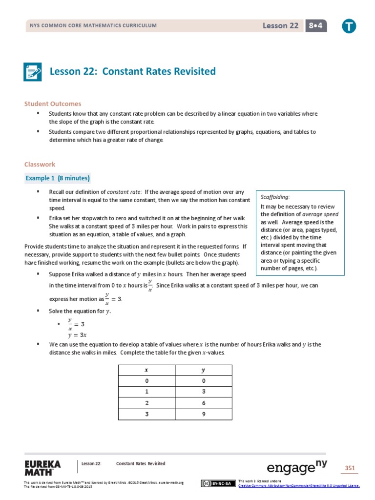 Math g8 m4 Topic C Lesson 22 Teacher | PDF | Speed | Derivative