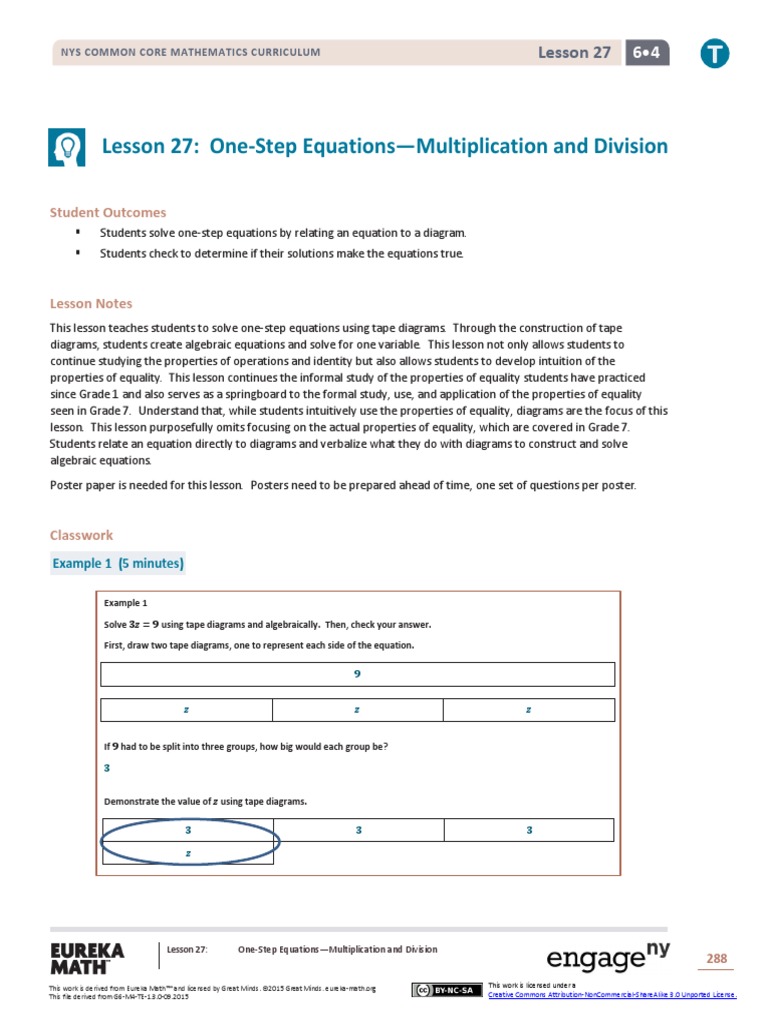 Math g6 m4 Topic G Lesson 27 Teacher | PDF | Equations | Common Core ...