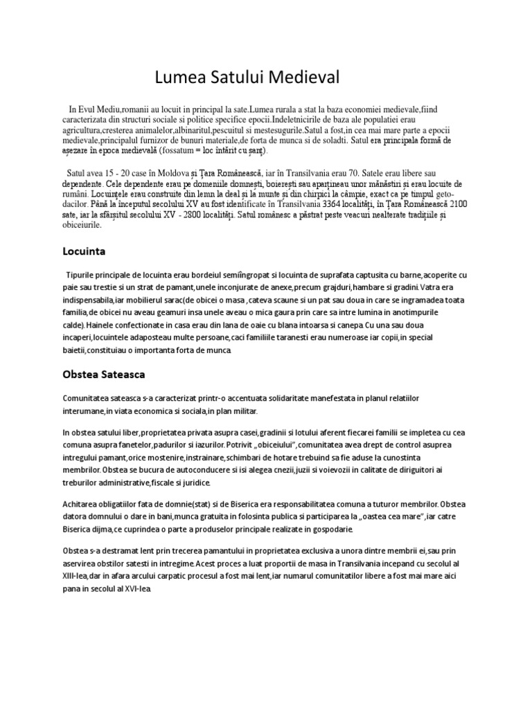 Satul Medieval | PDF