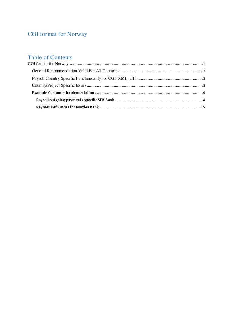 CGI Format Configuration for Payroll Payment Processing in Norway | PDF ...