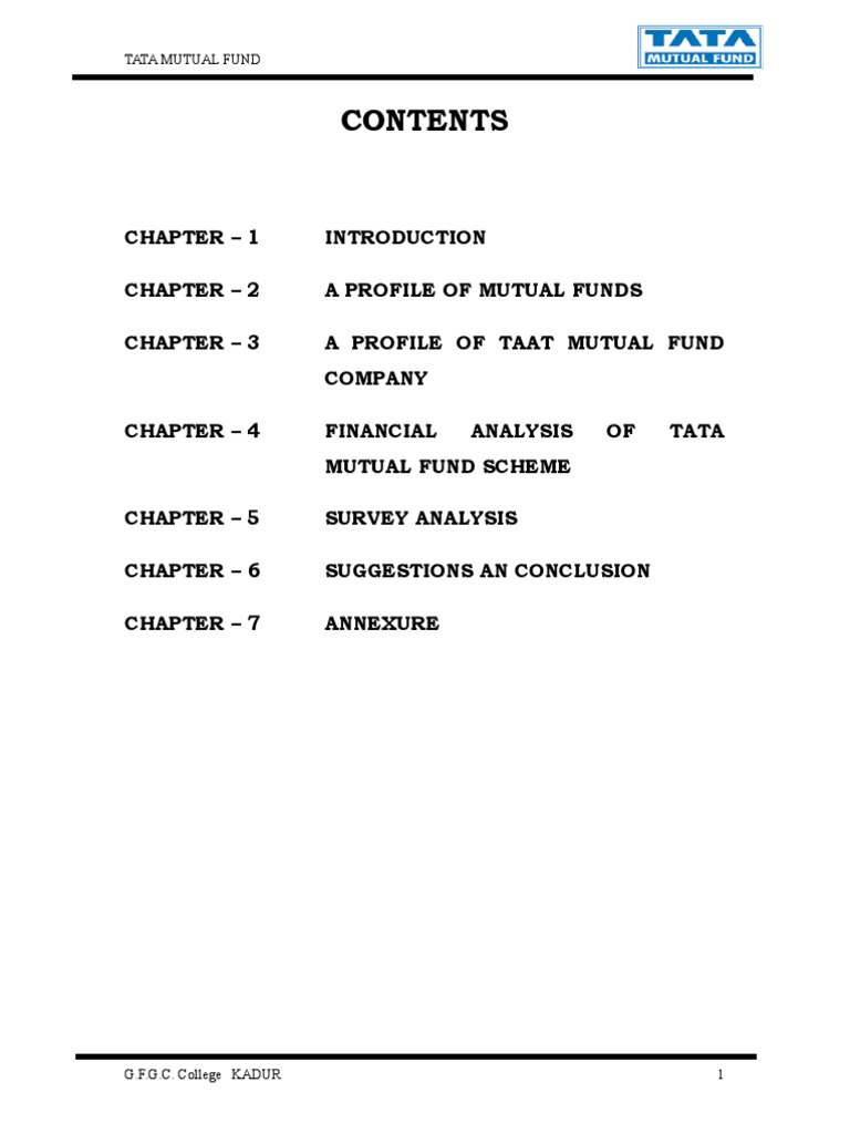 Tata Mutual Fund Performance and Analysis | PDF | Mutual Funds ...
