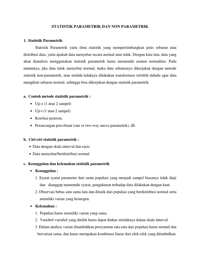 Statistik Parametrik Dan Non Parametrik Fix | PDF