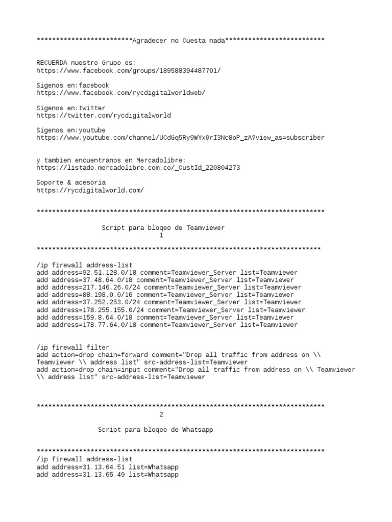 Block Teamviewer y Whatsapp | PDF | Firewall (Computing) | Internet ...