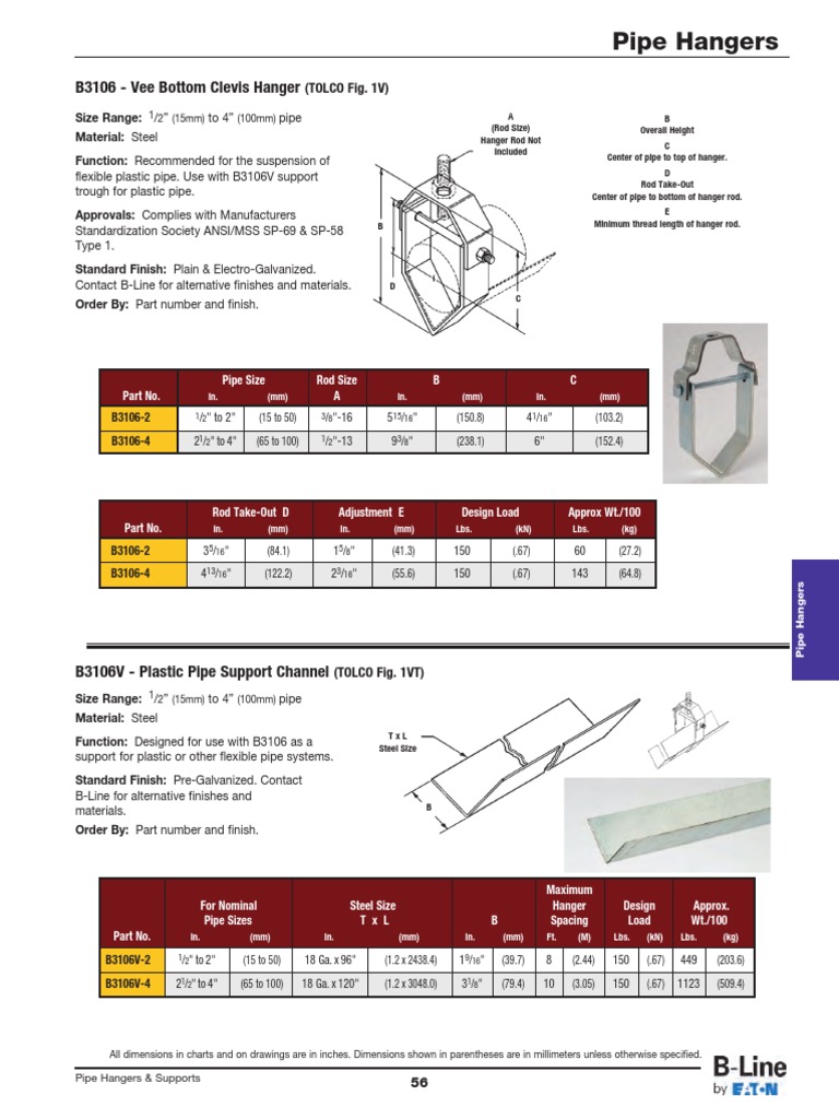 Pipe Hangers: B3106 - Vee Bottom Clevis Hanger | PDF | Pipe (Fluid ...